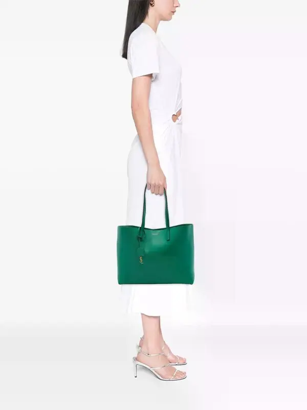 Saint Laurent Leather Shopping Tote Bag - Green