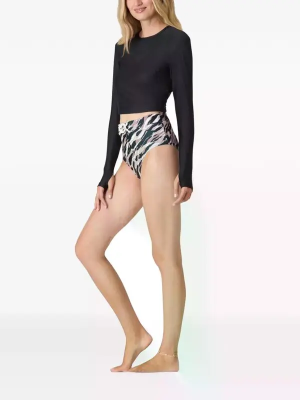WATSKIN Aria Animal-print Belted Bikini Bottoms - Black