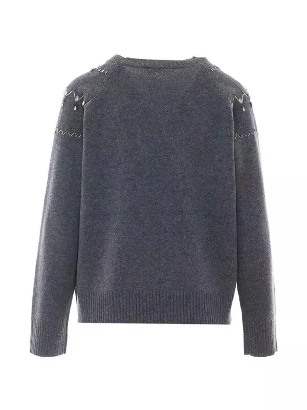 Liu Jo Wool Sweater With Jewel Embroidery - Grey