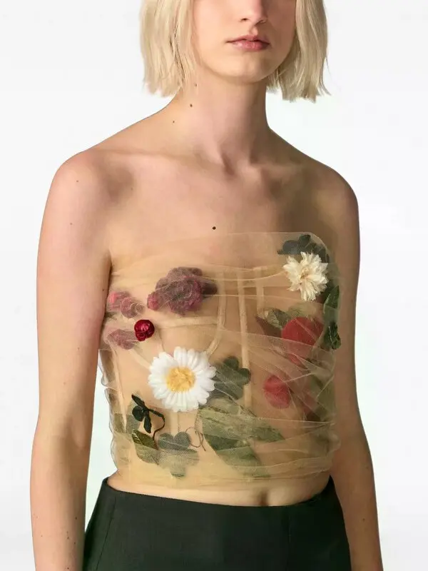 Monse Floral-motif Tulle Corset Top