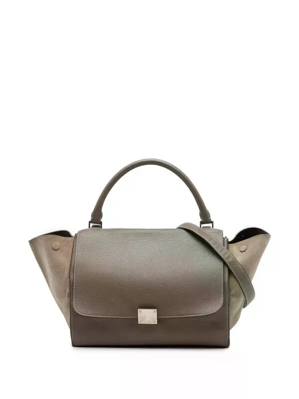 Celine Medium Calfskin And Suede Trapeze Satchel - Brown