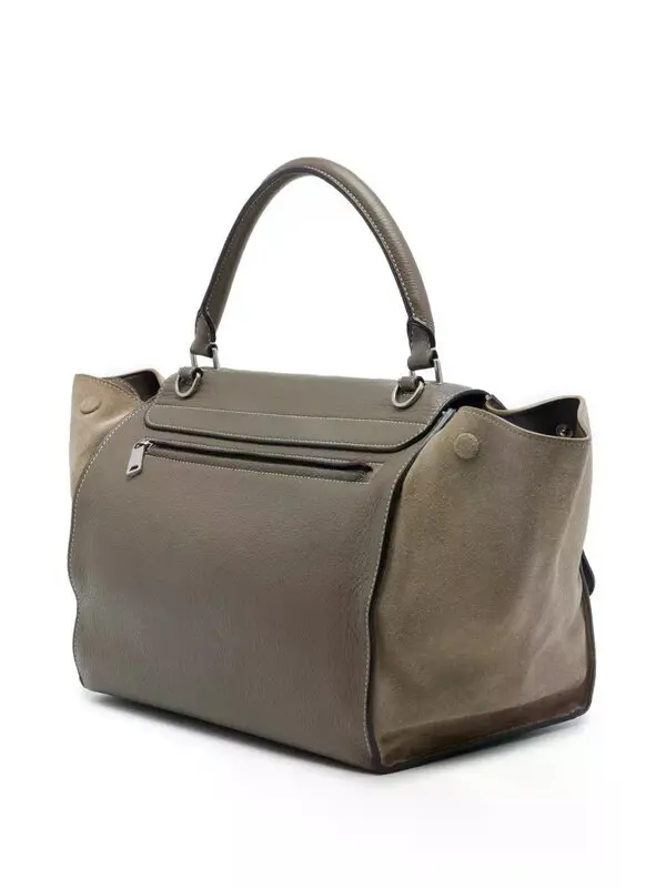 Celine Medium Calfskin And Suede Trapeze Satchel - Brown