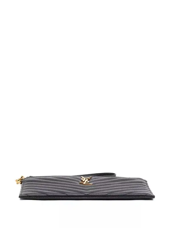 Saint Laurent Large Grain De Poudre Matelasse Cassandre Zip Pouch Clutch Bag