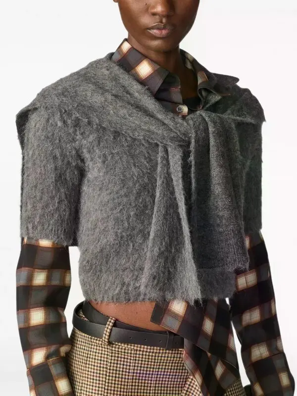 Monse Cropped Sweater With Scarf Detail
