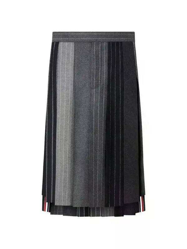 Thom Browne Flannel Banker-stripe Pleated Skirt