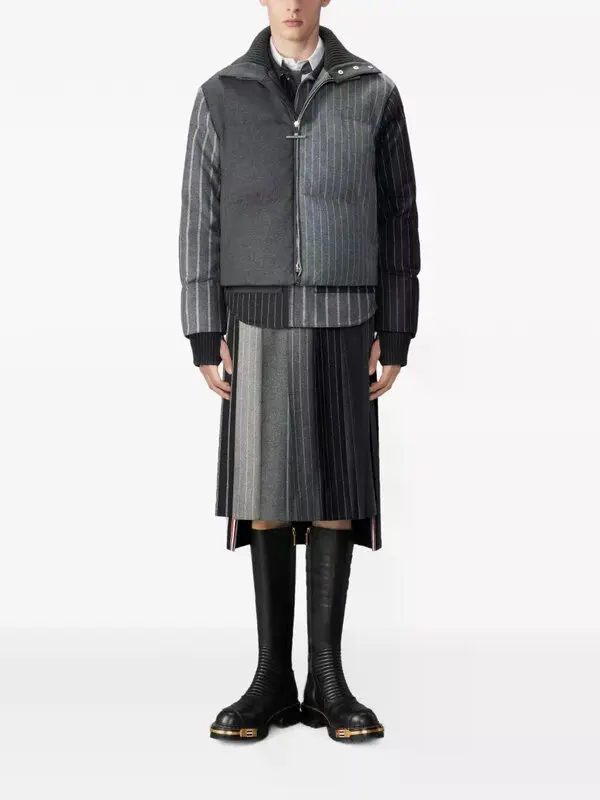 Thom Browne Flannel Banker-stripe Pleated Skirt