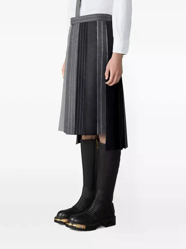 Thom Browne Flannel Banker-stripe Pleated Skirt