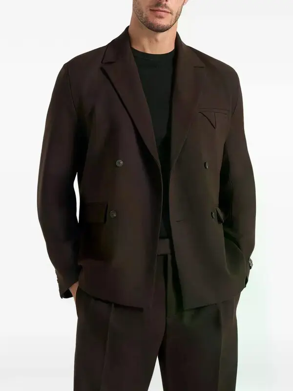 Manière De Voir Didier In Double Breasted Tailored Wool-blend Suit Blazer - Brown
