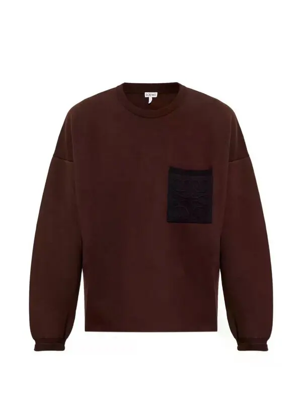 Loewe Anagram-motif Patch Pocket Sweater - Brown
