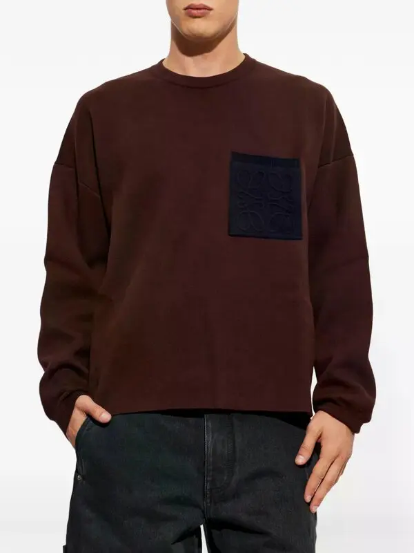 Loewe Anagram-motif Patch Pocket Sweater - Brown