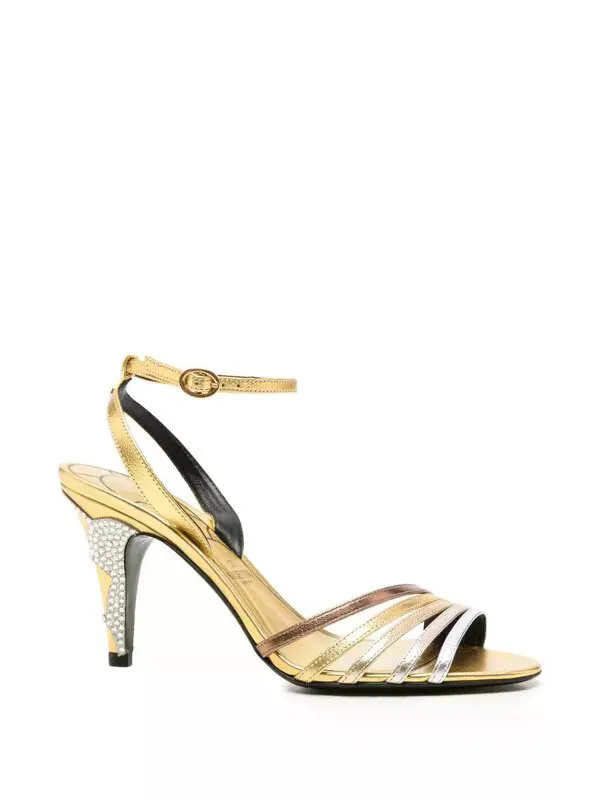 Valentino Garavani Ladycrush Embellished Leather Heeled Sandals - Gold