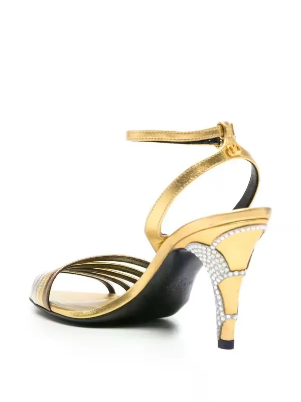 Valentino Garavani Embellished Leather Heeled Sandals - Gold