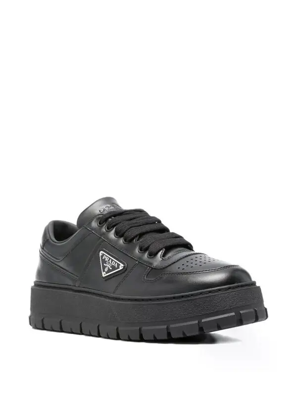 Prada Logo-plaque Leather Sneakers