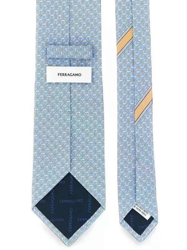FERRAGAMO Gancini Links Print Silk Tie