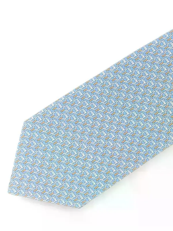 FERRAGAMO Gancini Links Print Silk Tie