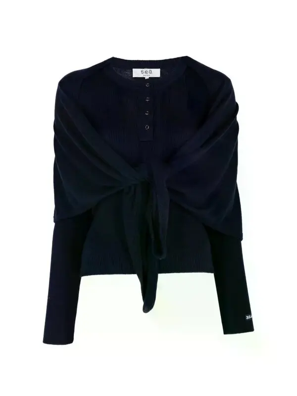 Sea Jane Ribbed-knit Henley Sweater