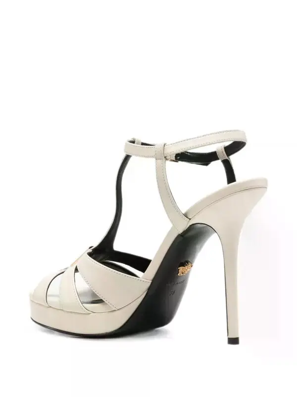 Versace V T-bar Sandals - Neutrals