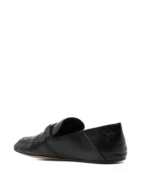 FERRAGAMO Leather Logo Buckle Loafers