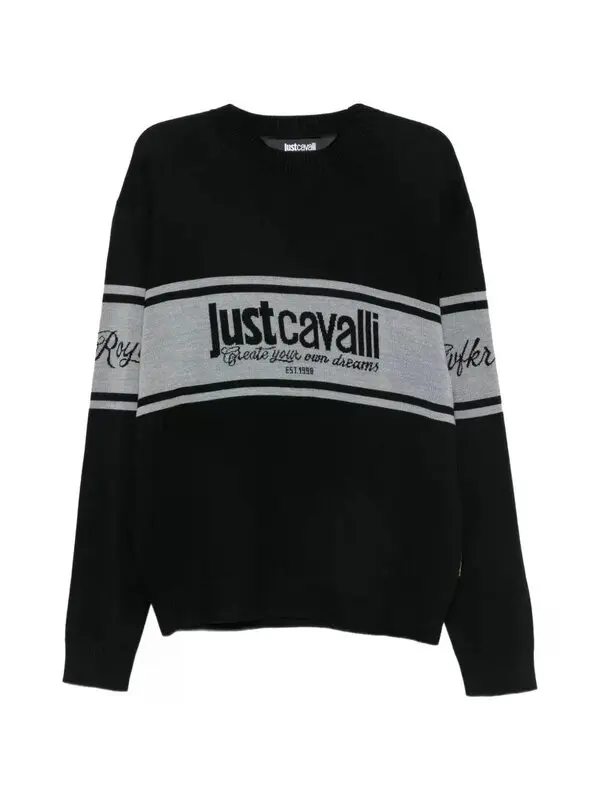 Just Cavalli Logo-intarsia Striped Sweater
