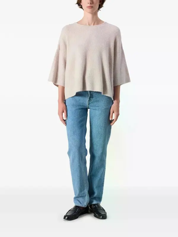 American Vintage Beige Ribbed Knit Sweater