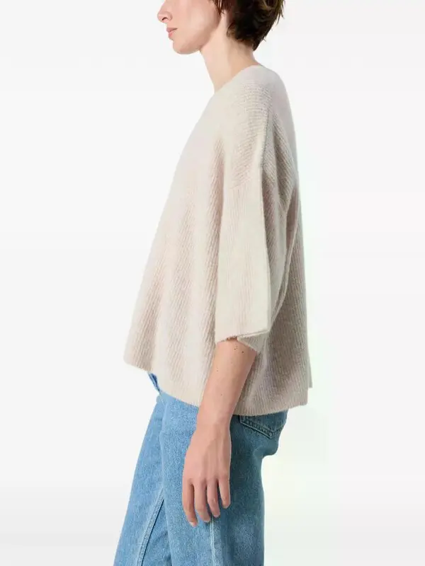 American Vintage Beige Ribbed Knit Sweater