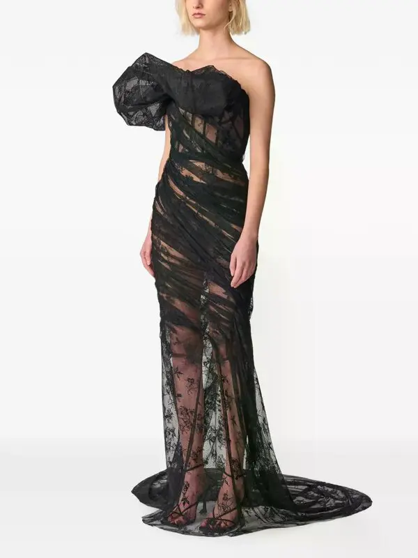 Monse Puff-shoulder Lace Gown