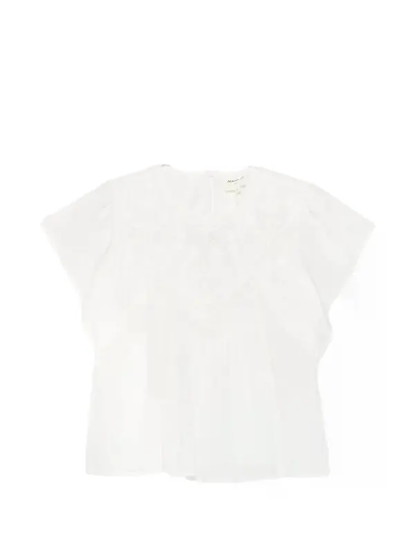 MAISON123 Broderie Anglaise Flutter Sleeve Blouse - White