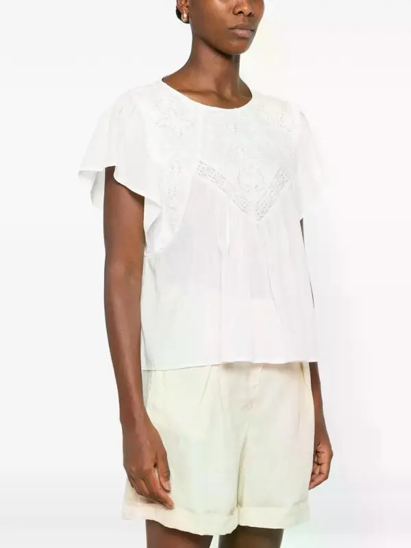 MAISON123 Broderie Anglaise Flutter Sleeve Blouse