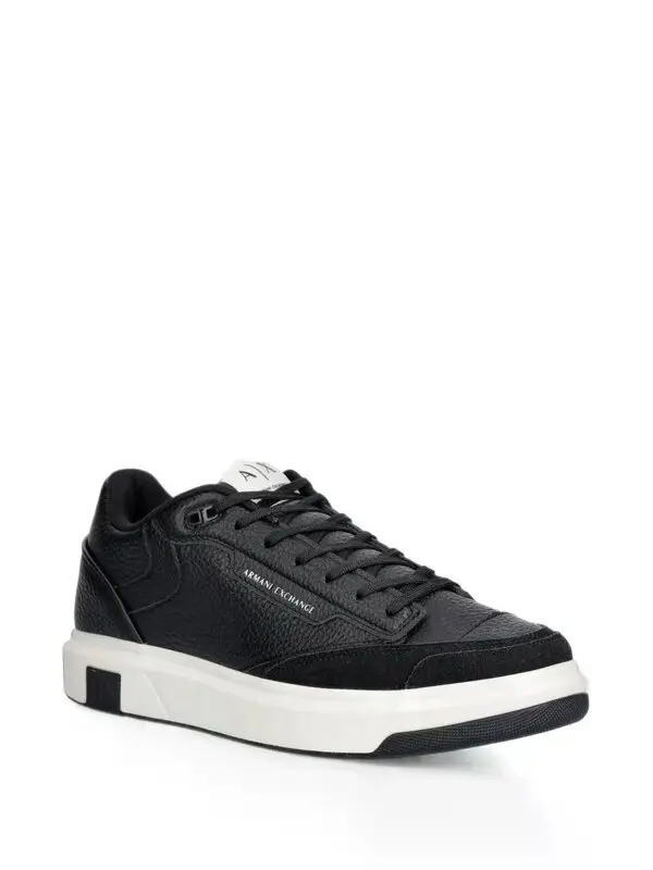 Armani Exchange Pebbled Leather Sneakers - Black