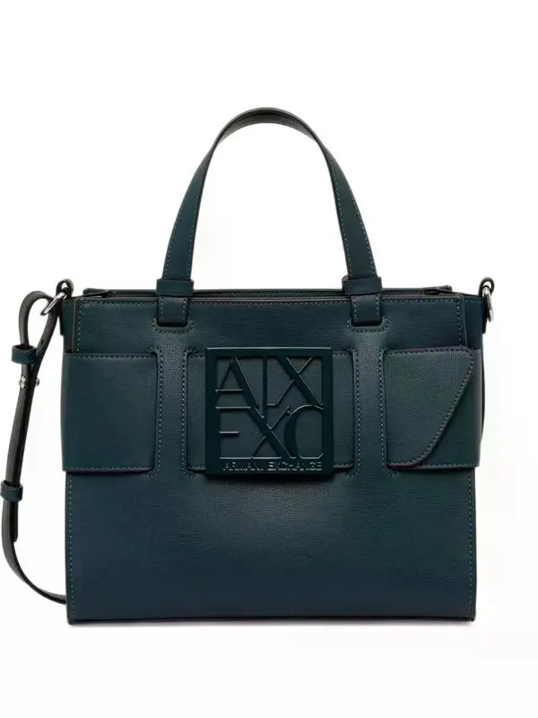 Armani Exchange Logo Plaque Buckled Tote Bag