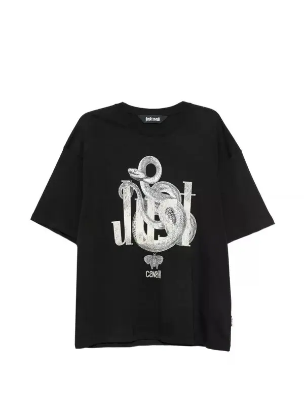 Just Cavalli Snake-print Logo-print T-shirt