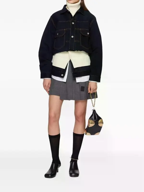 Sacai Layered-panel Raw-cut Denim Jacket - Blue