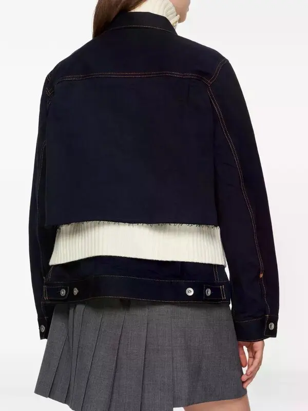 Sacai Layered-panel Raw-cut Denim Jacket