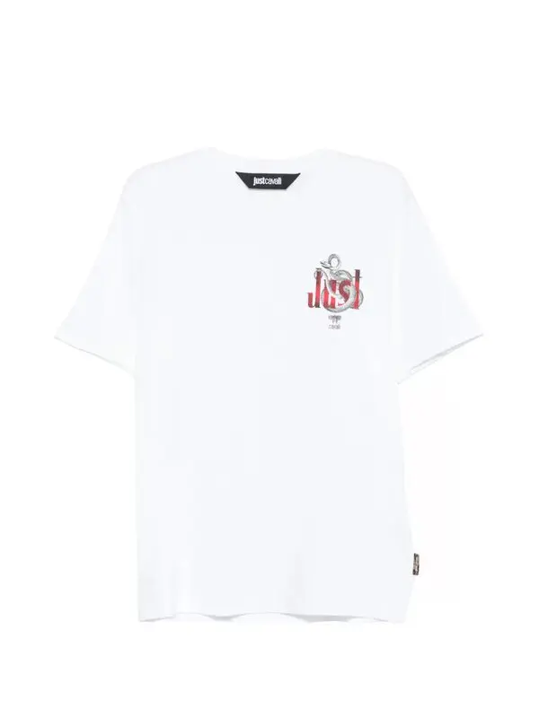 Just Cavalli Snake-print Logo-print T-shirt