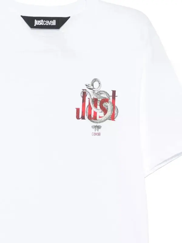 Just Cavalli Snake-print Logo-print T-shirt
