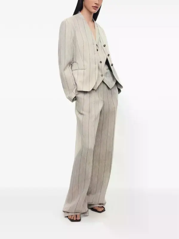 12 STOREEZ Aurelia Pinstriped Linen Jacket