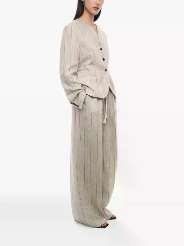 12 STOREEZ Aurelia Pinstriped Linen Jacket