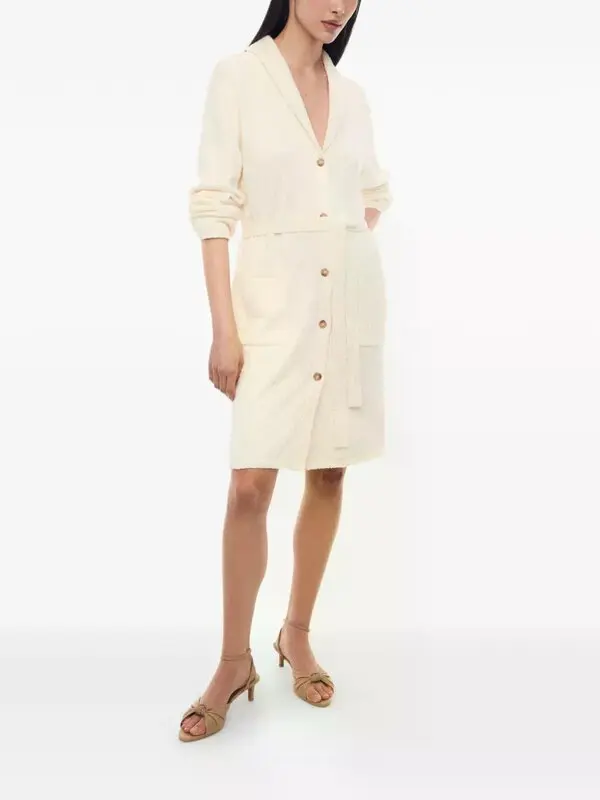 12 STOREEZ Jeans Shawl-collar Mini Dress - White