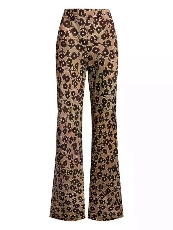 12 STOREEZ Beige Floral Print Flared Trousers
