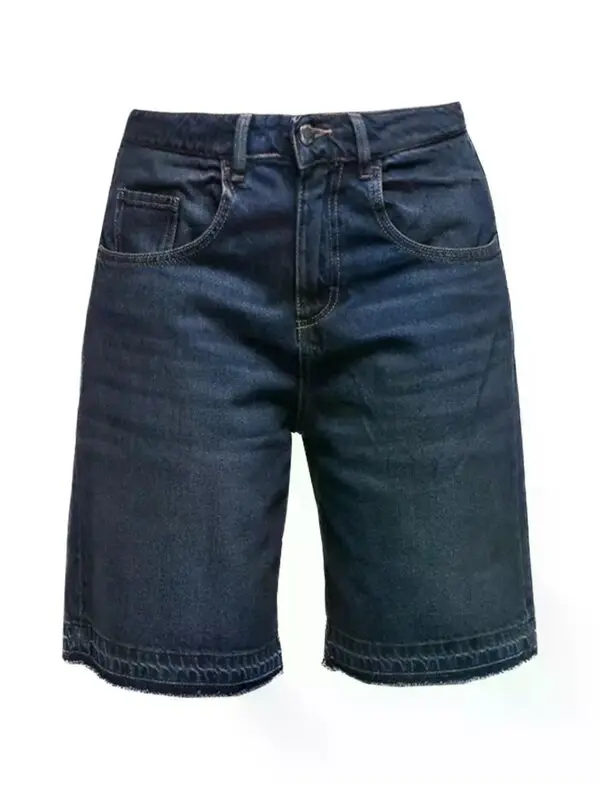 ICON DENIM LOS ANGELES Raw-edge Wide-leg Denim Shorts - Blue