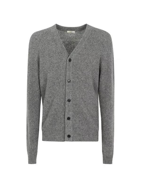 NUUR Ribbed-knit Wool Cardigan - Grey