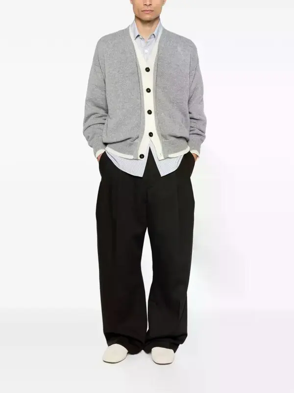 AMARANTO Contrast-trim Button-up Cardigan - Grey