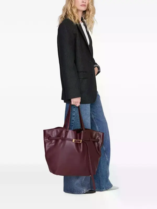 ANINE BING Elly Tote Small-grained Leather Fig