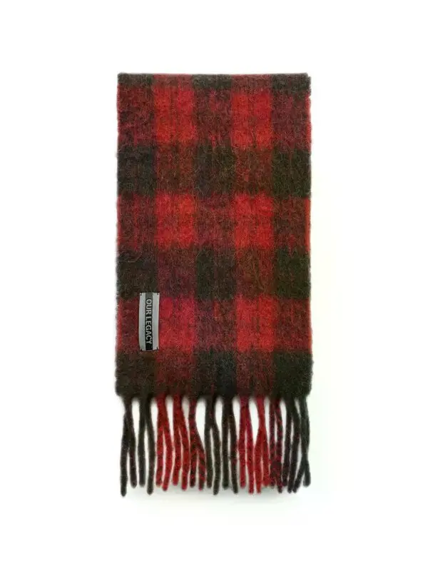 Our Legacy Estate Plaid Fuzzy Scarf - Red
