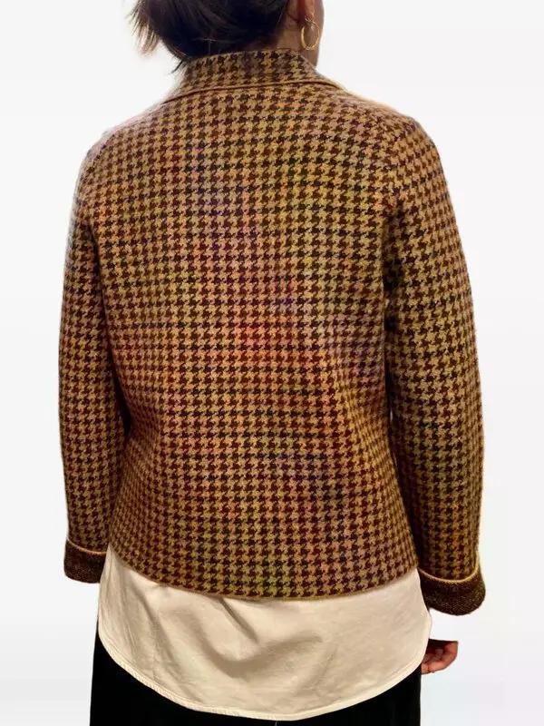 LEBOR GABALA Houndstooth Pattern Notched Lapel Blazer