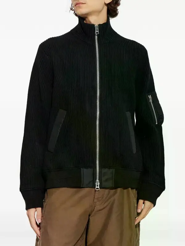 Sacai Ribbed-knit Zip-up Cardigan