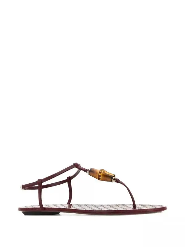 Gucci Bamboo-detail Leather Flat Sandals