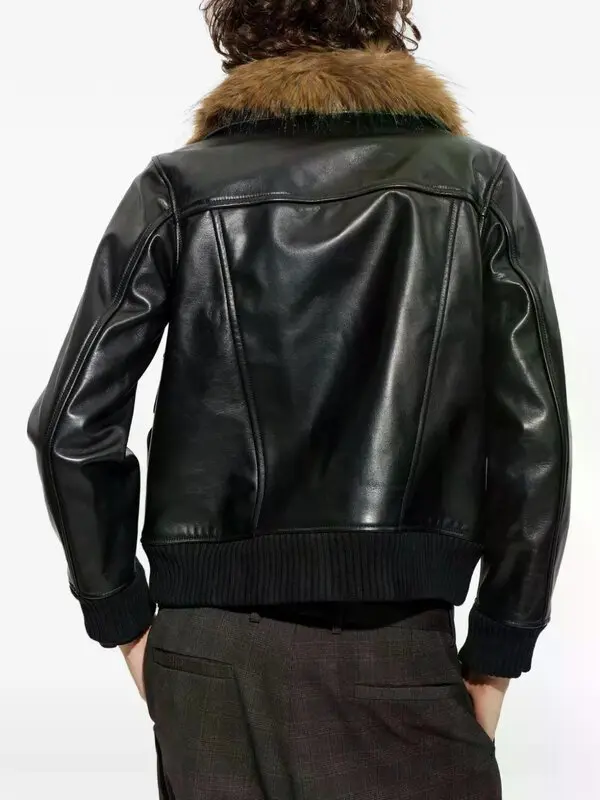 Sacai Faux-fur Collar Leather Jacket