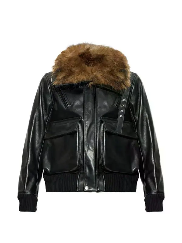 Sacai Faux-fur Collar Leather Jacket