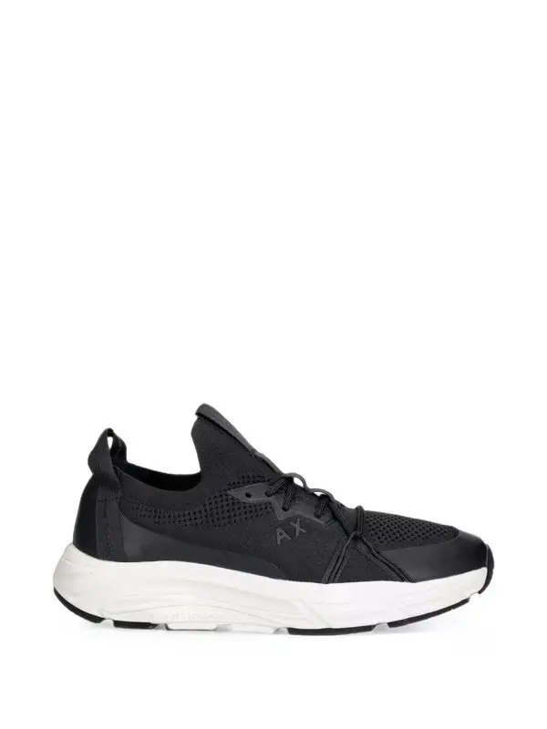 Armani Exchange Logo-print Mesh-knit Sneakers - Black